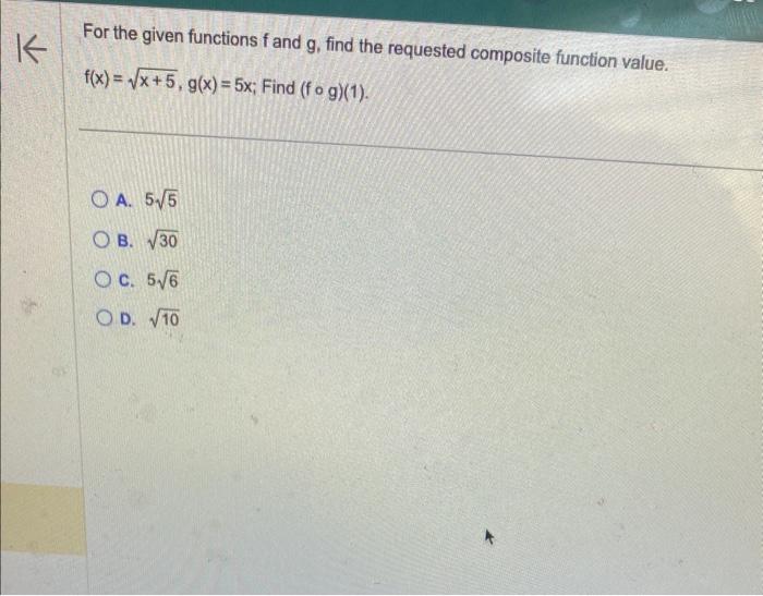 Solved For the given functions f and g, find the requested | Chegg.com