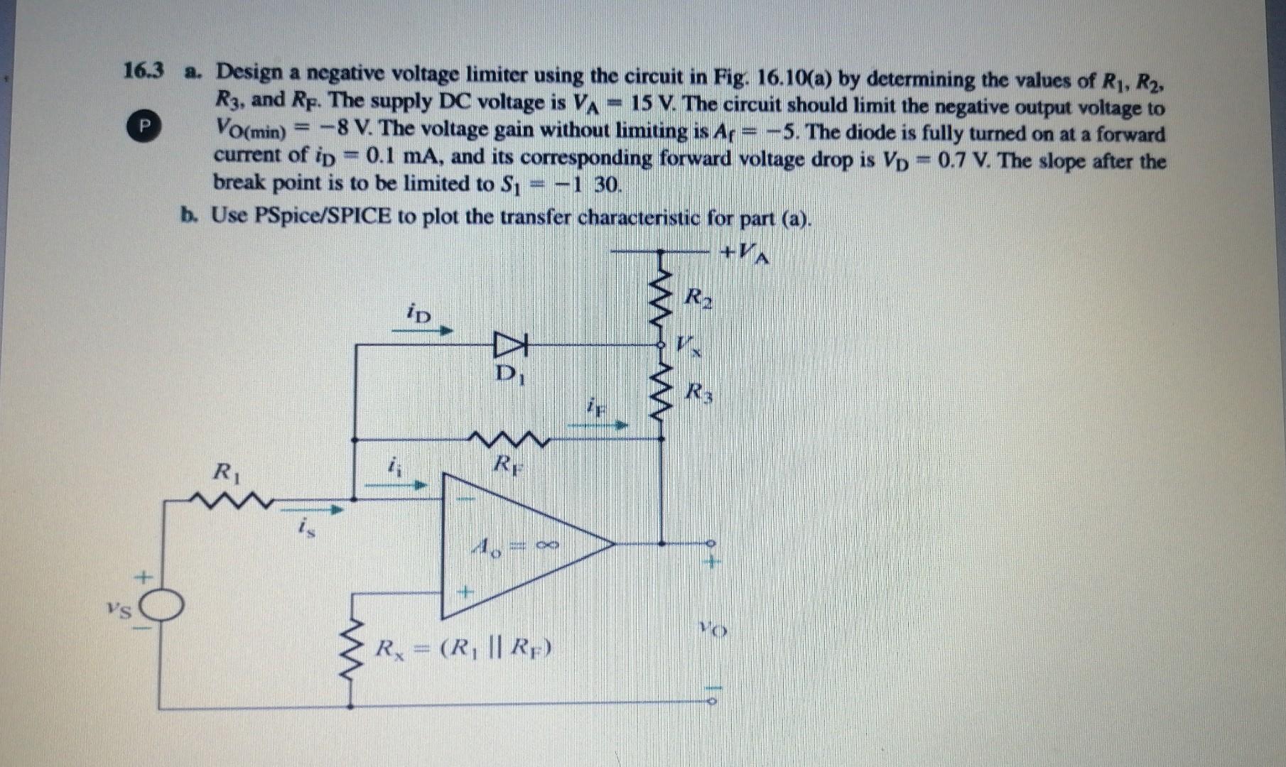 Solved 3 a. Design a negative voltage limiter using the | Chegg.com