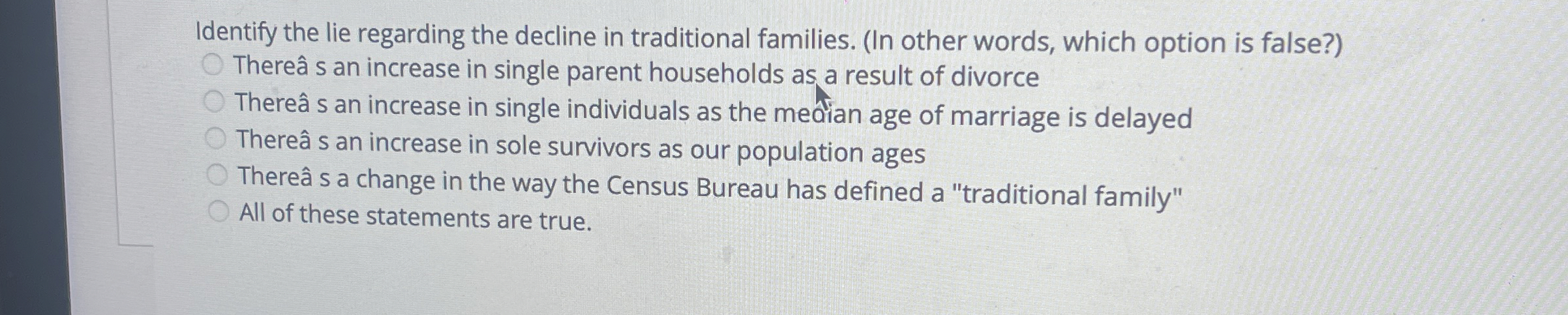 Solved Identify the lie regarding the decline in traditional | Chegg.com
