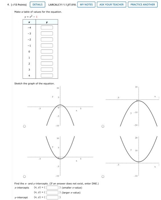Solved 4. [-/13 Points) DETAILS LARCALC11 1.1.JIT.010. MY | Chegg.com Solved 4. [-/13 Points) DETAILS LARCALC11 1.1.JIT.010. MY | Chegg.com