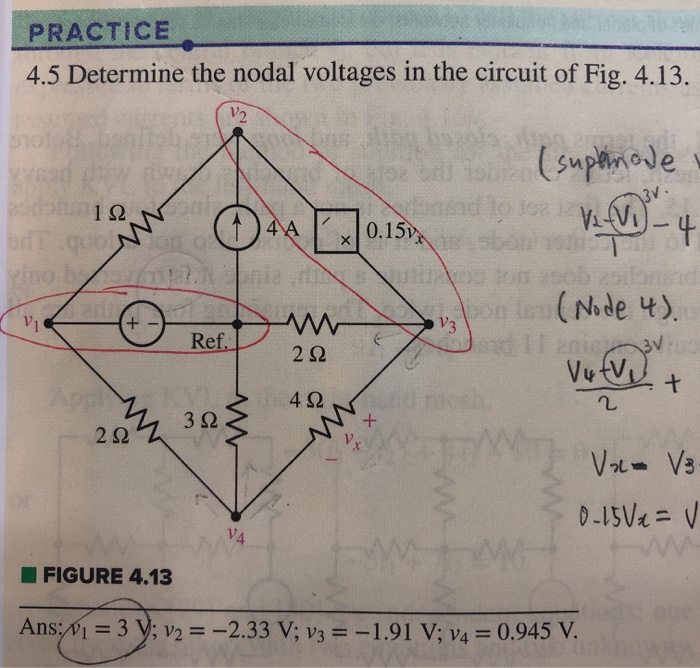 Solved PRACTICE 4.5 Determine the nodal voltages in the | Chegg.com