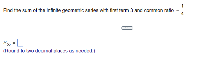 Solved Find the sum of the infinite geometric series with | Chegg.com