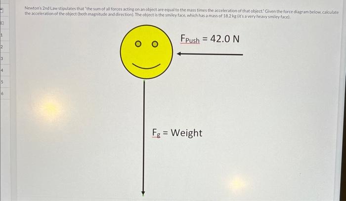 Solved Newton's 2nd Law stipulates that "the sum of all | Chegg.com