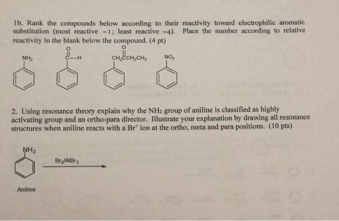 Solved 1b. Rank the compounds below according to their | Chegg.com