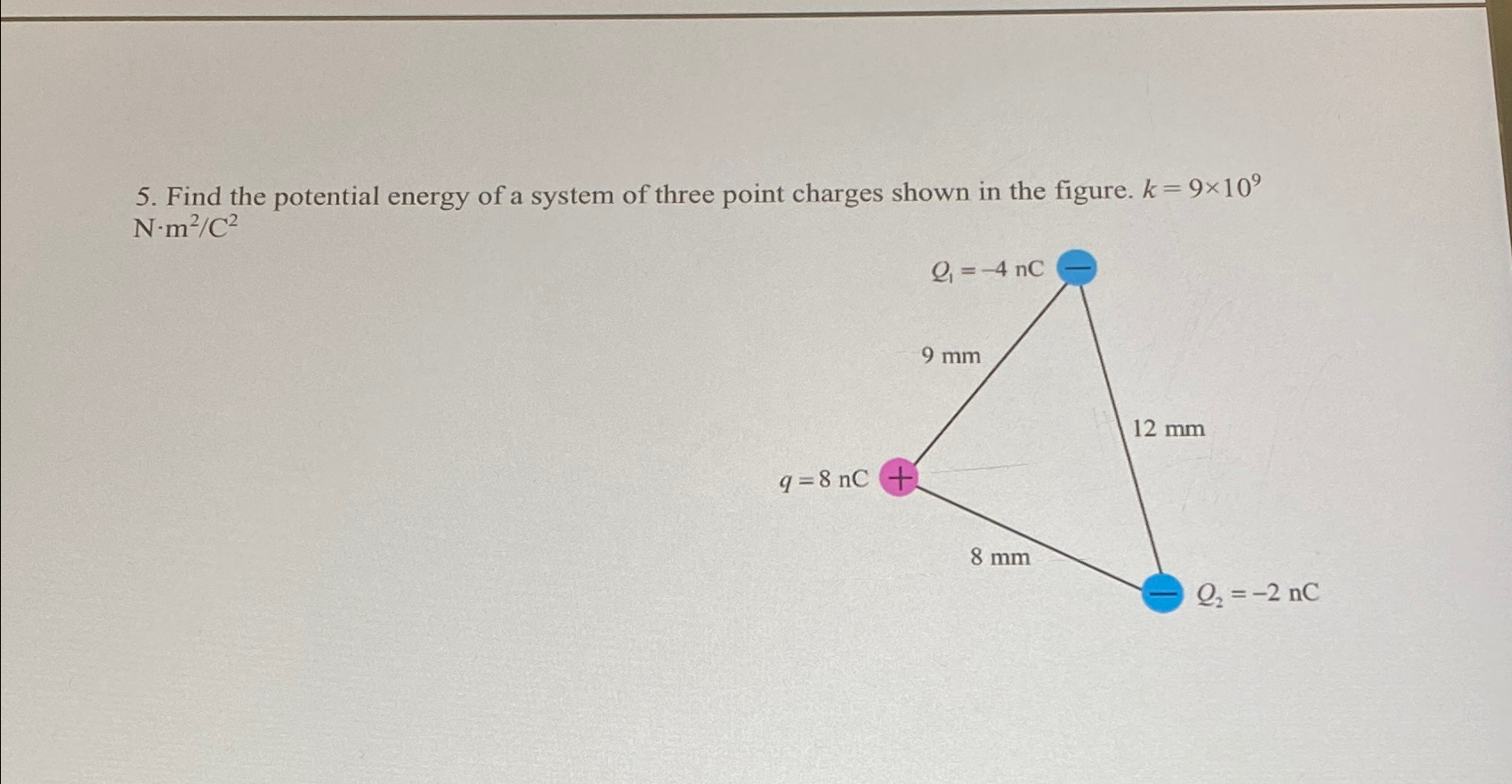 Solved Find the potential energy of a system of three point | Chegg.com