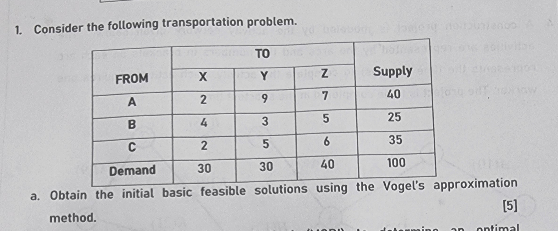 Solved Consider the following transportation | Chegg.com