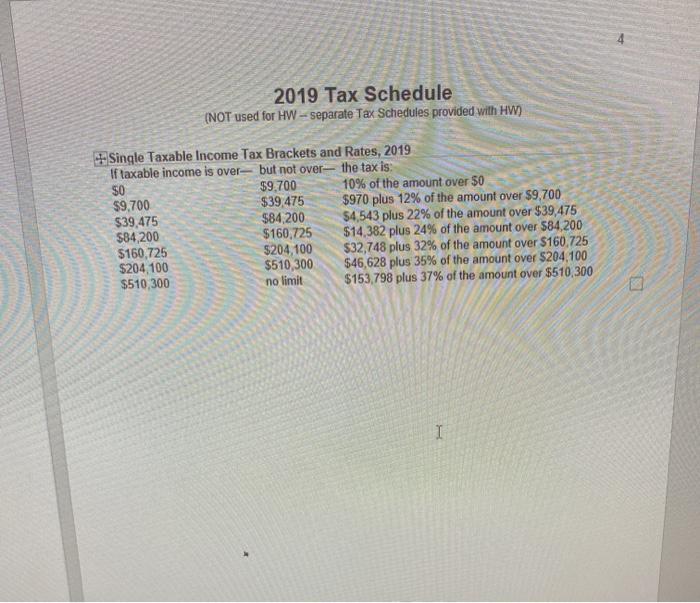 Post Class: Income Tax Activity Use the 2019 Tax | Chegg.com