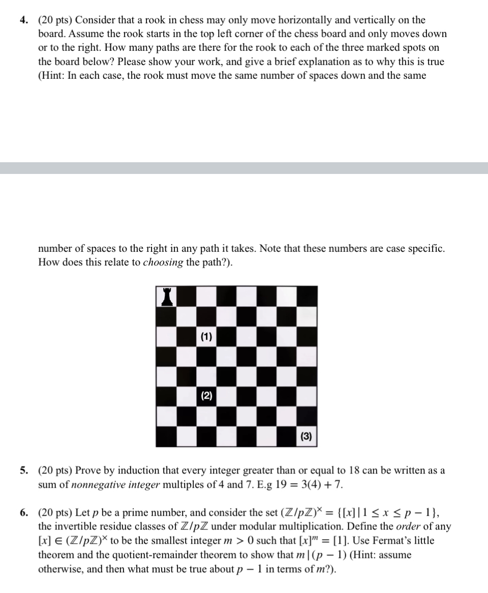 Solved (20 ﻿pts) ﻿Consider that a rook in chess may only | Chegg.com