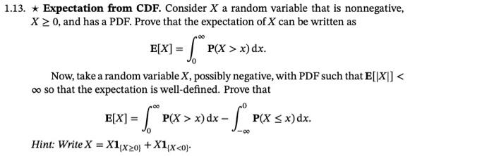 Solved 13. ⋆ Expectation from CDF. Consider X a random | Chegg.com