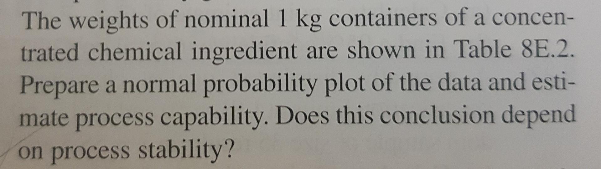 Solved The weights of nominal 1 kg containers of a concen- | Chegg.com