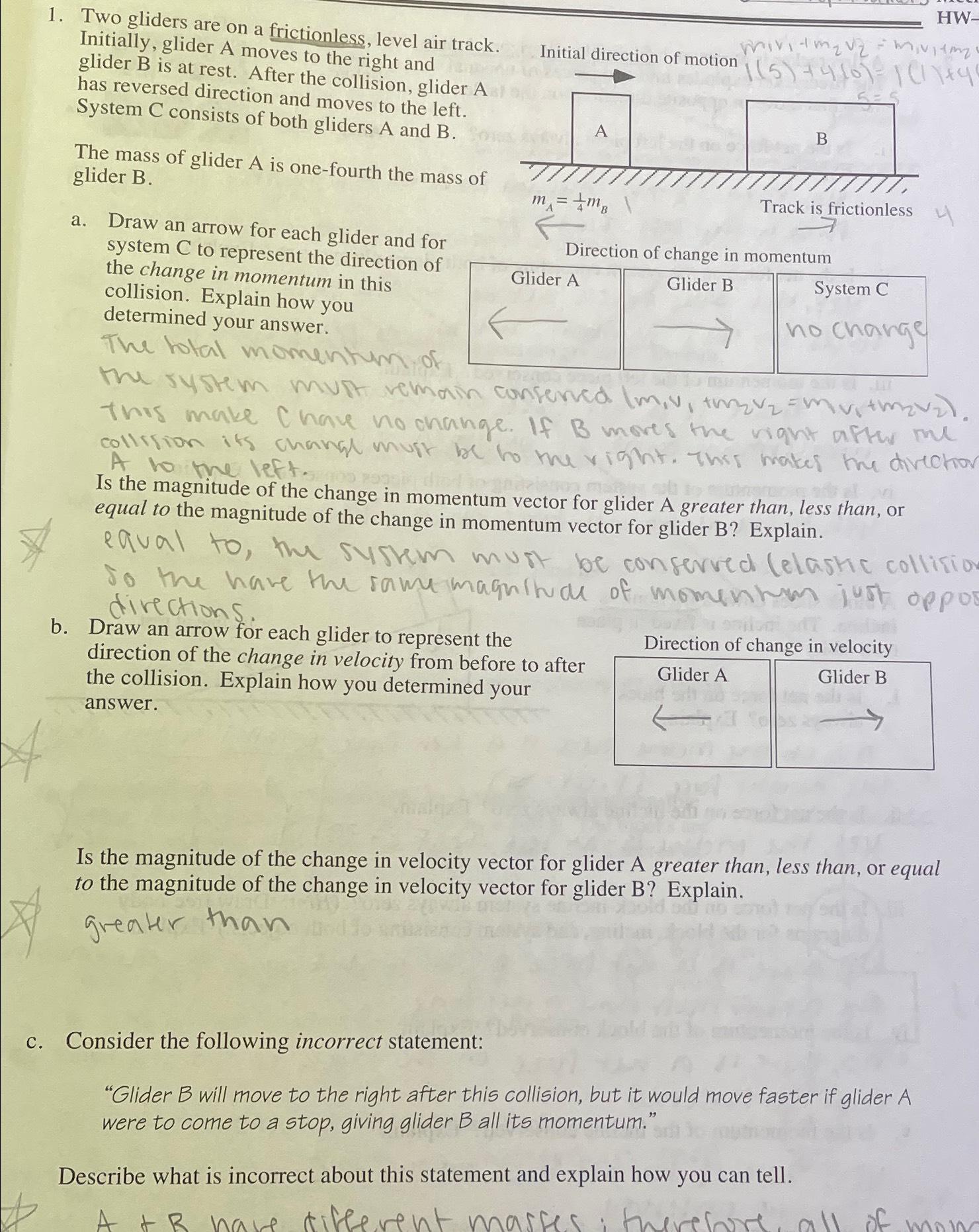 Solved Two gliders are on a frictionless, level air track. | Chegg.com