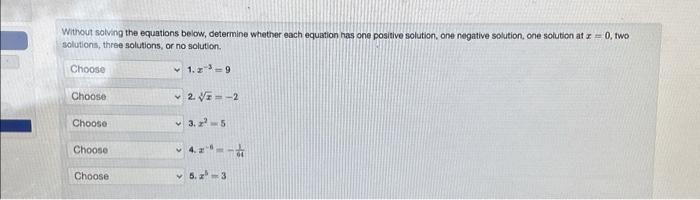 Solved Without solving the equations below, determine | Chegg.com