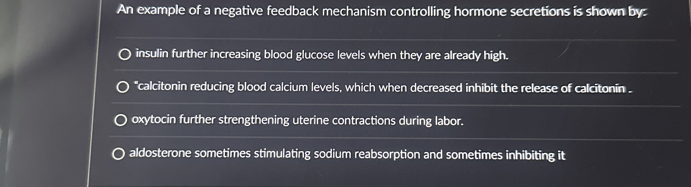 Solved An example of a negative feedback mechanism | Chegg.com