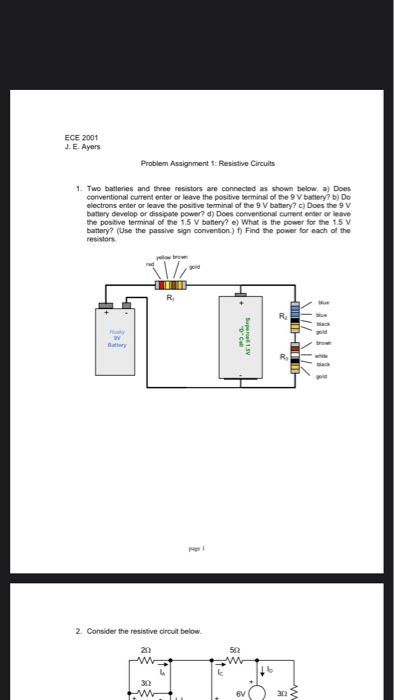 Solved ECE 2001 J. E. Ayers Problem Assignment 1: Resistive | Chegg.com