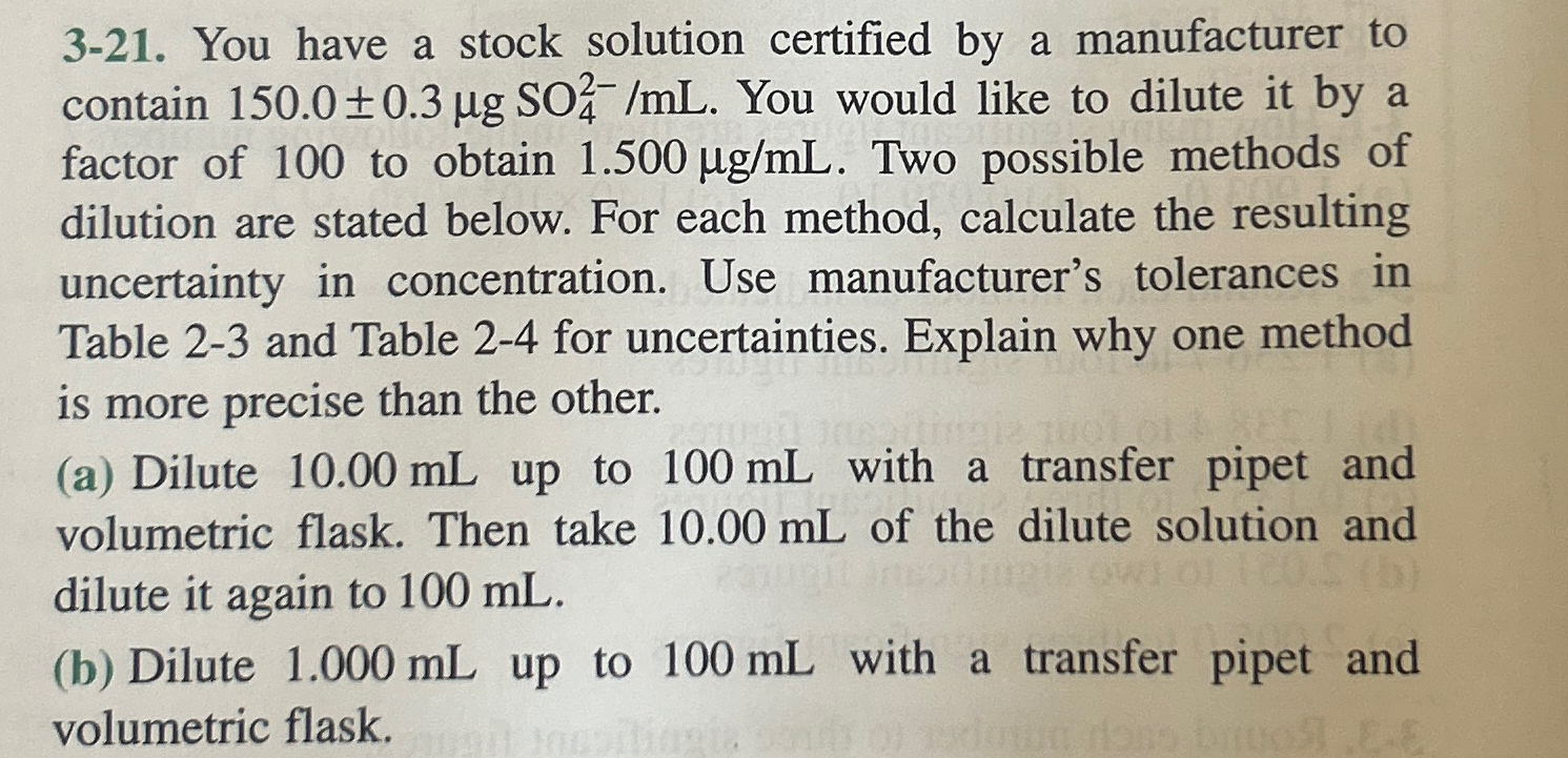 Solved 3-21. ﻿You have a stock solution certified by a | Chegg.com