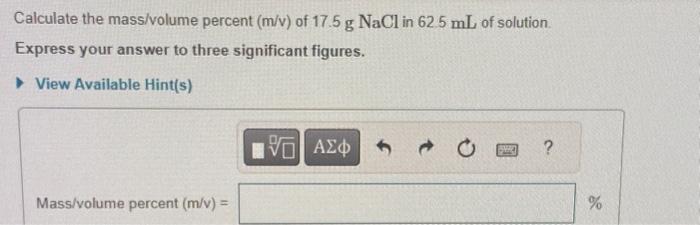 Solved Calculate the mass percent (m/m) of a solution | Chegg.com