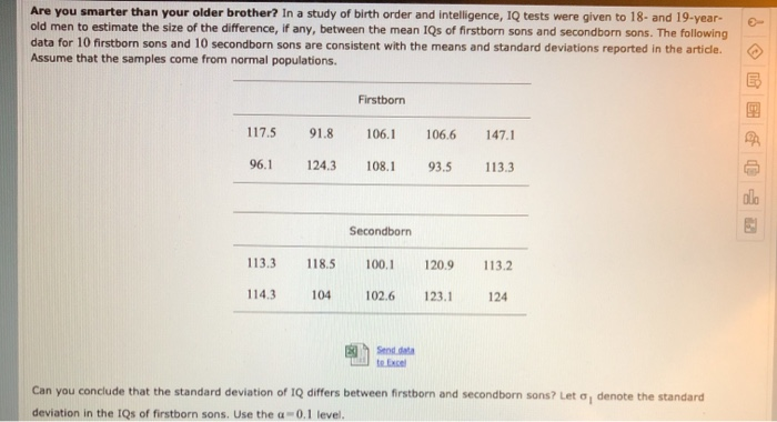 Solved Y Are you smarter than your older brother? In a study | Chegg.com