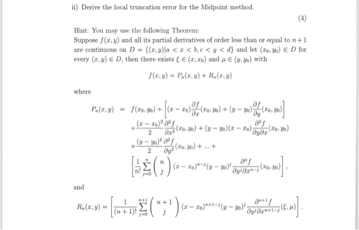 Solved Ii Derive The Local Truncation Error For The 