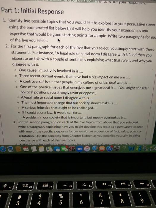 Identify five possible topics that you would like to | Chegg.com