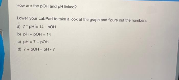 Solved How are the pOH and pH linked? Lower your LabPad to | Chegg.com