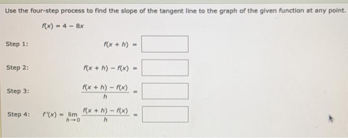 Solved Use the four step process to find the slope of the | Chegg.com