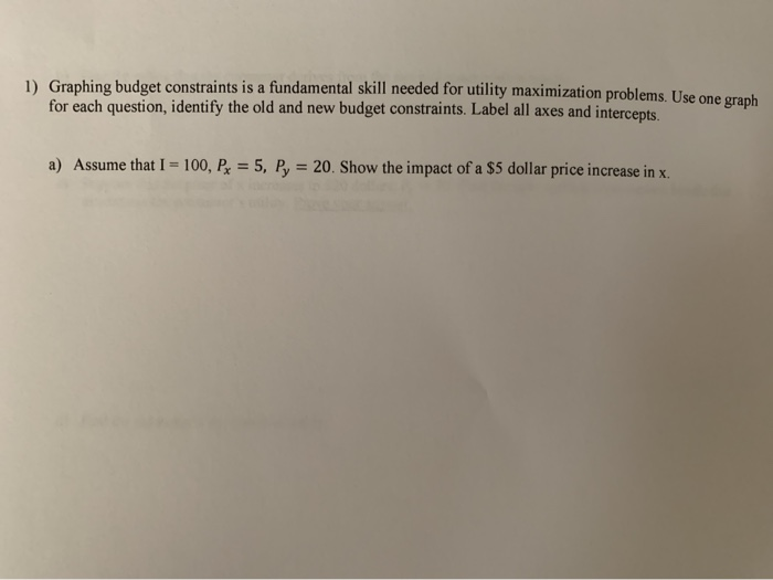 Solved 1) Graphing budget constraints is a fundamental skill | Chegg.com