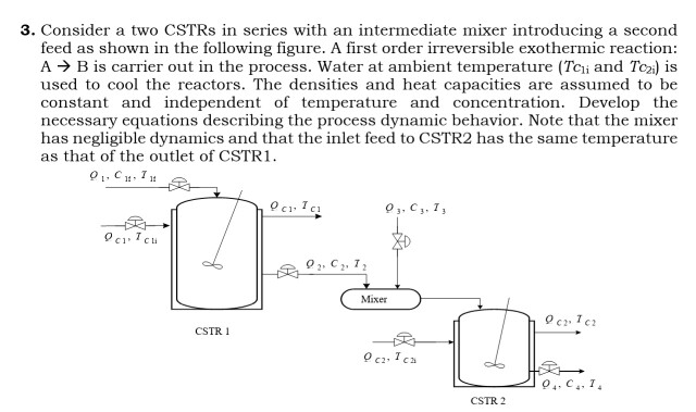 3. Consider a two CSTRs in series with an | Chegg.com