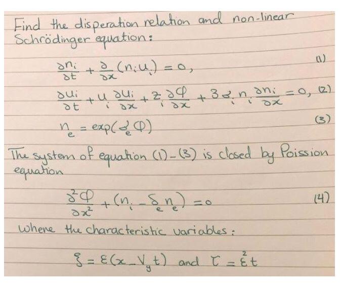 Solved Find the disperation relation and non-linear | Chegg.com