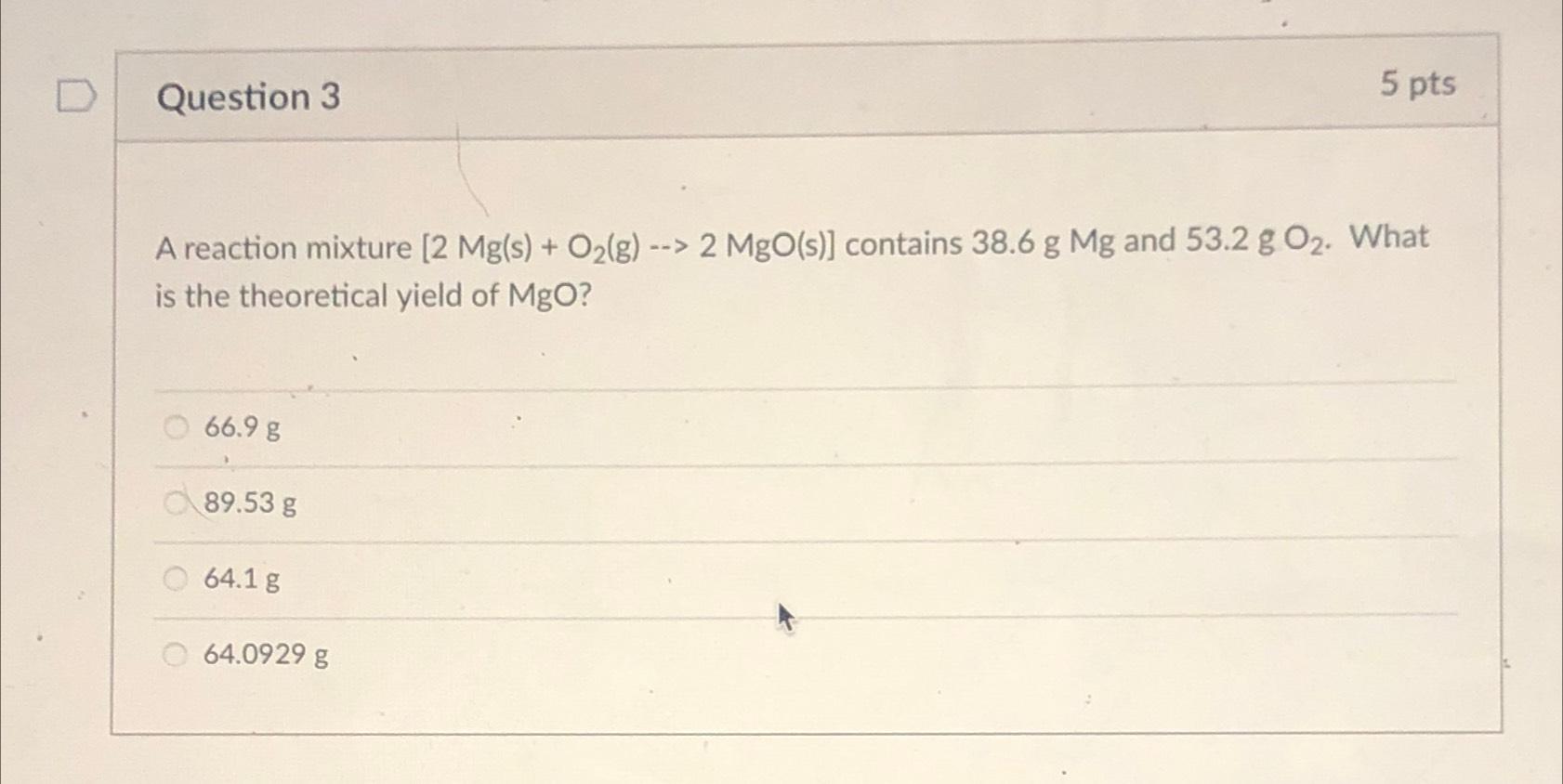 Solved Question 35 ﻿ptsA reaction mixture | Chegg.com