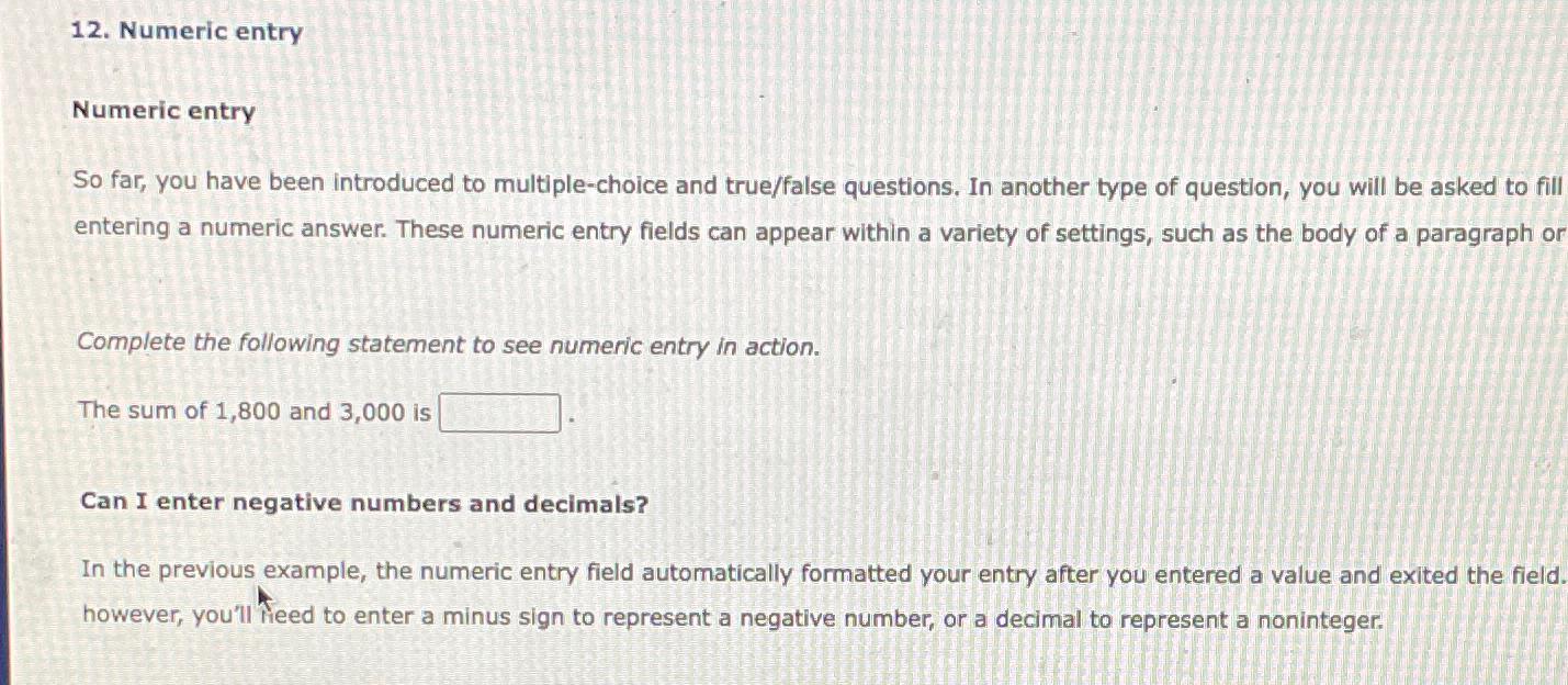 Solved Numeric entryNumeric entrySo far, you have been | Chegg.com
