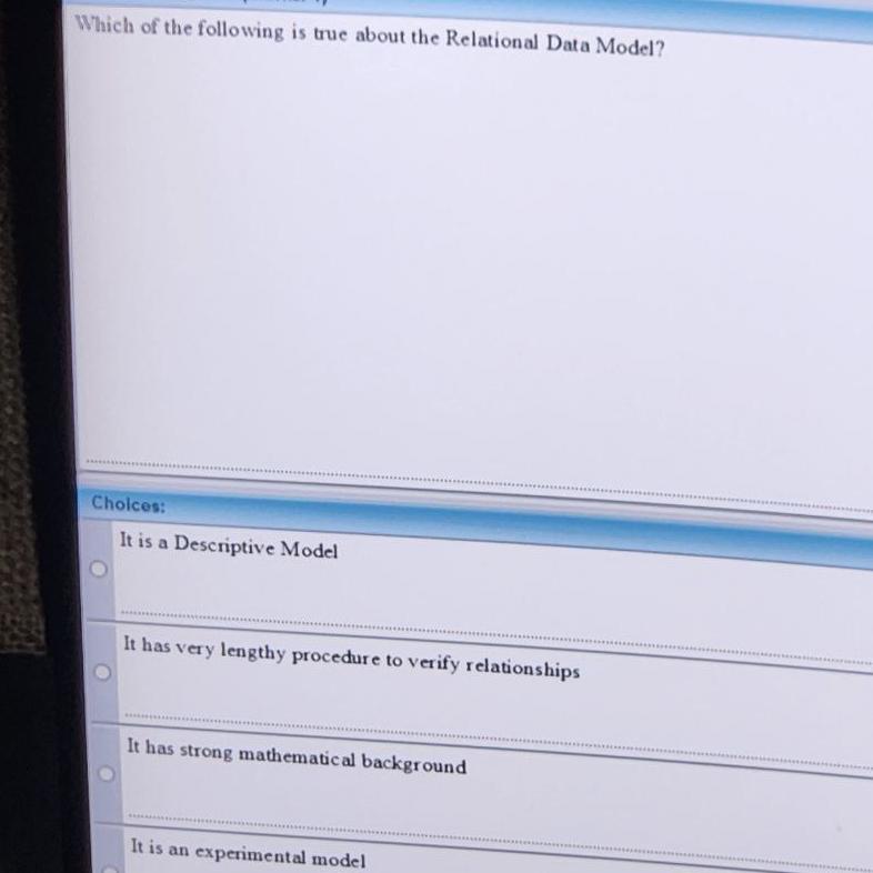 Solved Which of the following is true about the Relational | Chegg.com