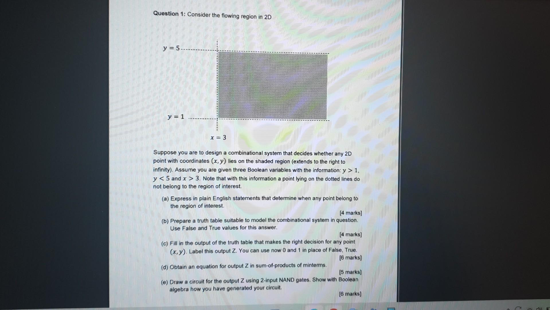 Solved Question 1: Consider the flowing region in 2D Suppose | Chegg.com