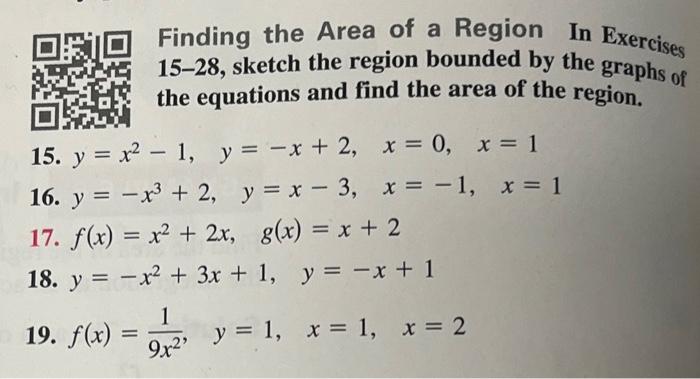 Solved Finding The Area Of A Region In Exercises 15 28 Chegg