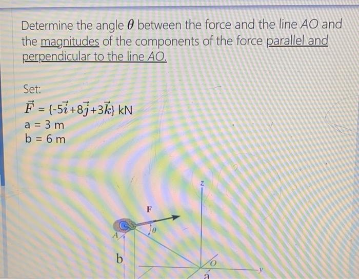 Solved Determine the angle 0 between the force and the line | Chegg.com