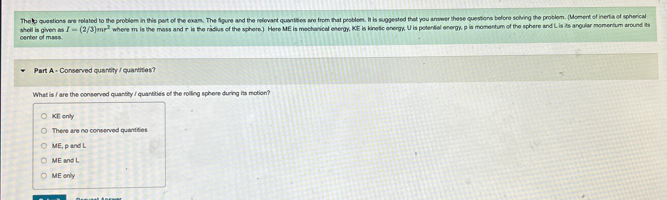 Solved center of mass.Part A - ﻿Conserved quantity / | Chegg.com