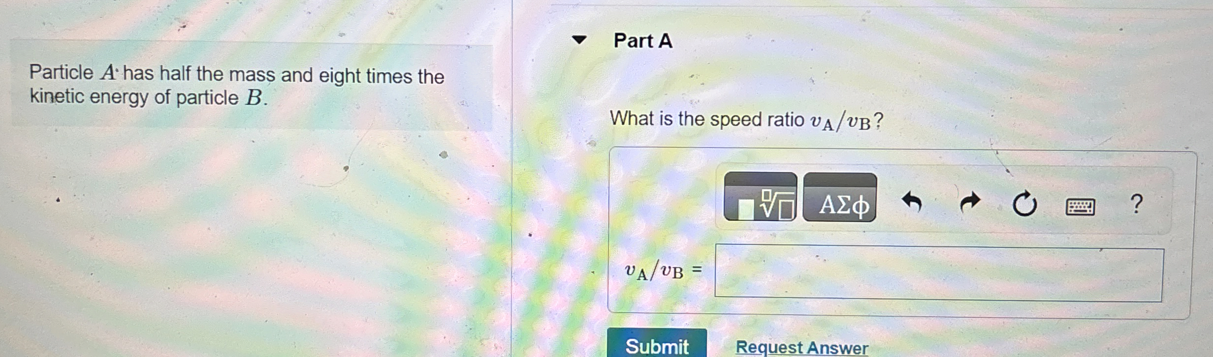 Solved Particle A has half the mass and eight times the | Chegg.com