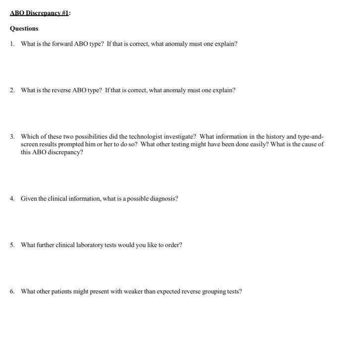 Solved A "type-and-screen" is received from a pediatrician. | Chegg.com