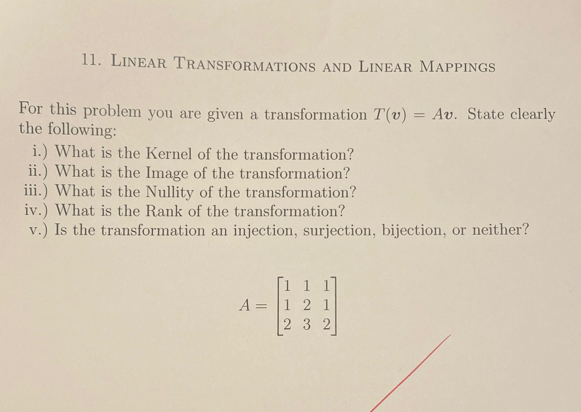 Solved Linear Transformations and Linear MappingsFor this | Chegg.com