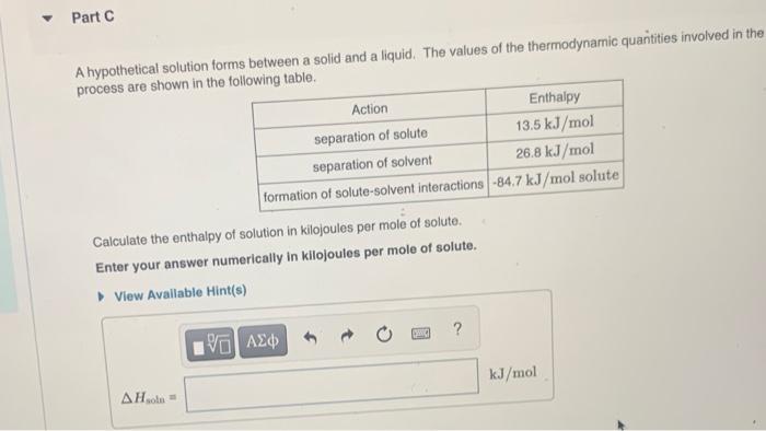 Solved A hypothetical solution forms between a solid and a | Chegg.com