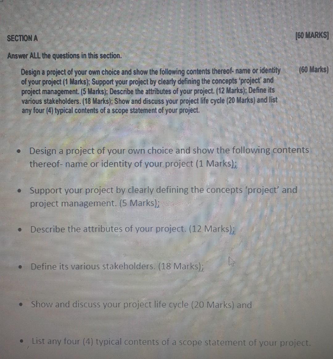 Solved SECTIONA [60 MARK Answer AlL the questions in this | Chegg.com