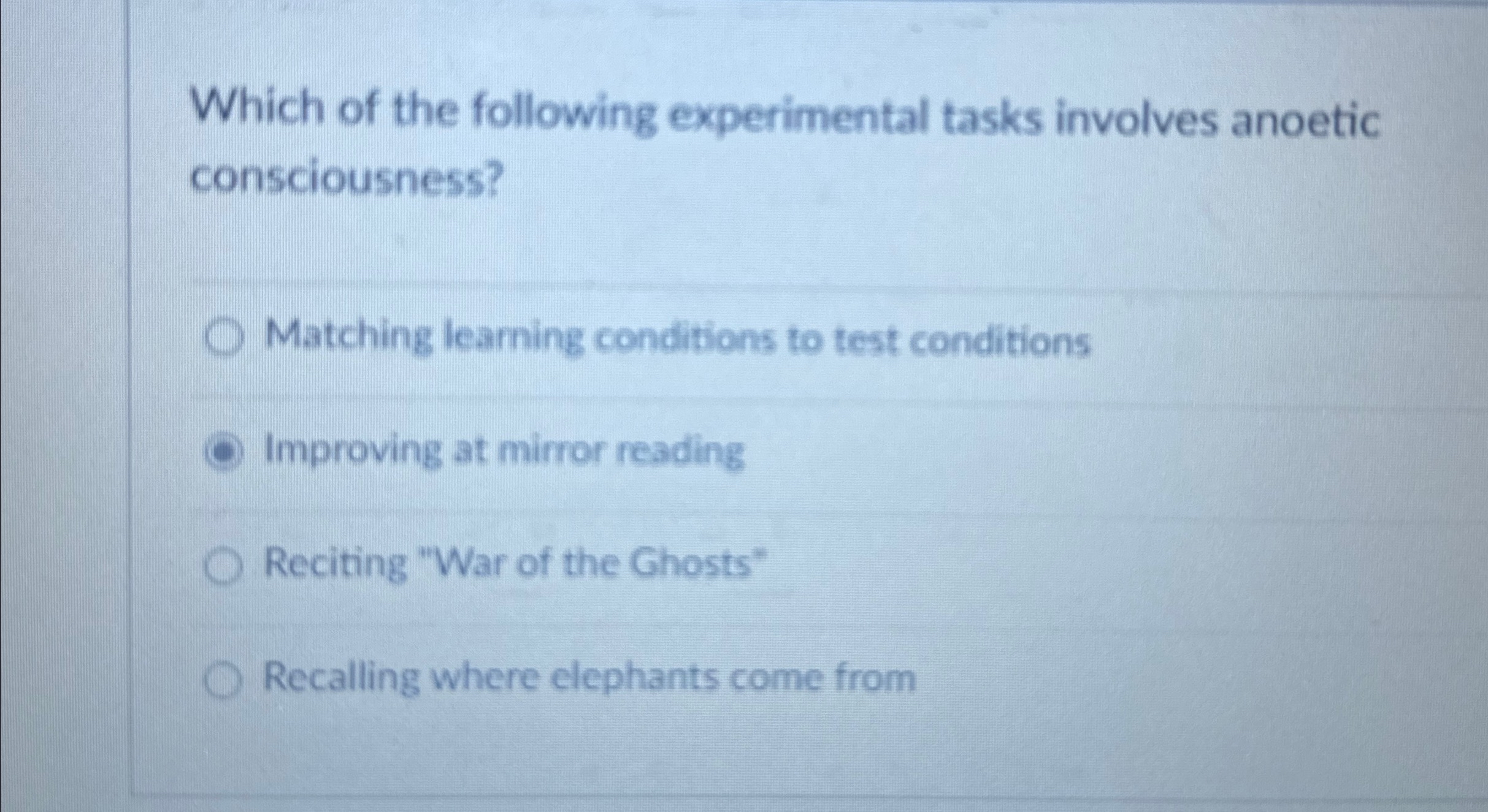 Solved Which of the following experimental tasks involves | Chegg.com