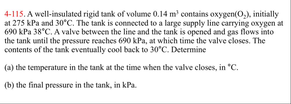 Solved 4-115. ﻿A well-insulated rigid tank of volume 0.14m3 | Chegg.com