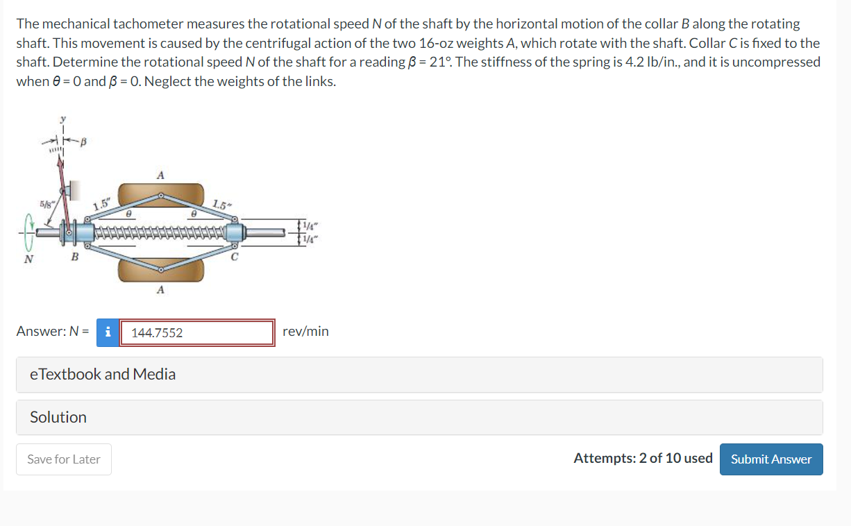 Solved The mechanical tachometer measures the rotational | Chegg.com