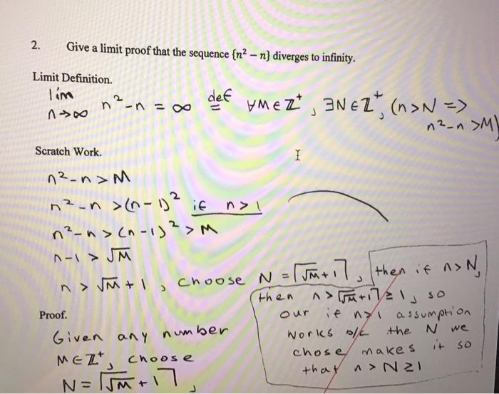 Solved 2. Give a limit proof that the sequence {n} + 3n2} | Chegg.com
