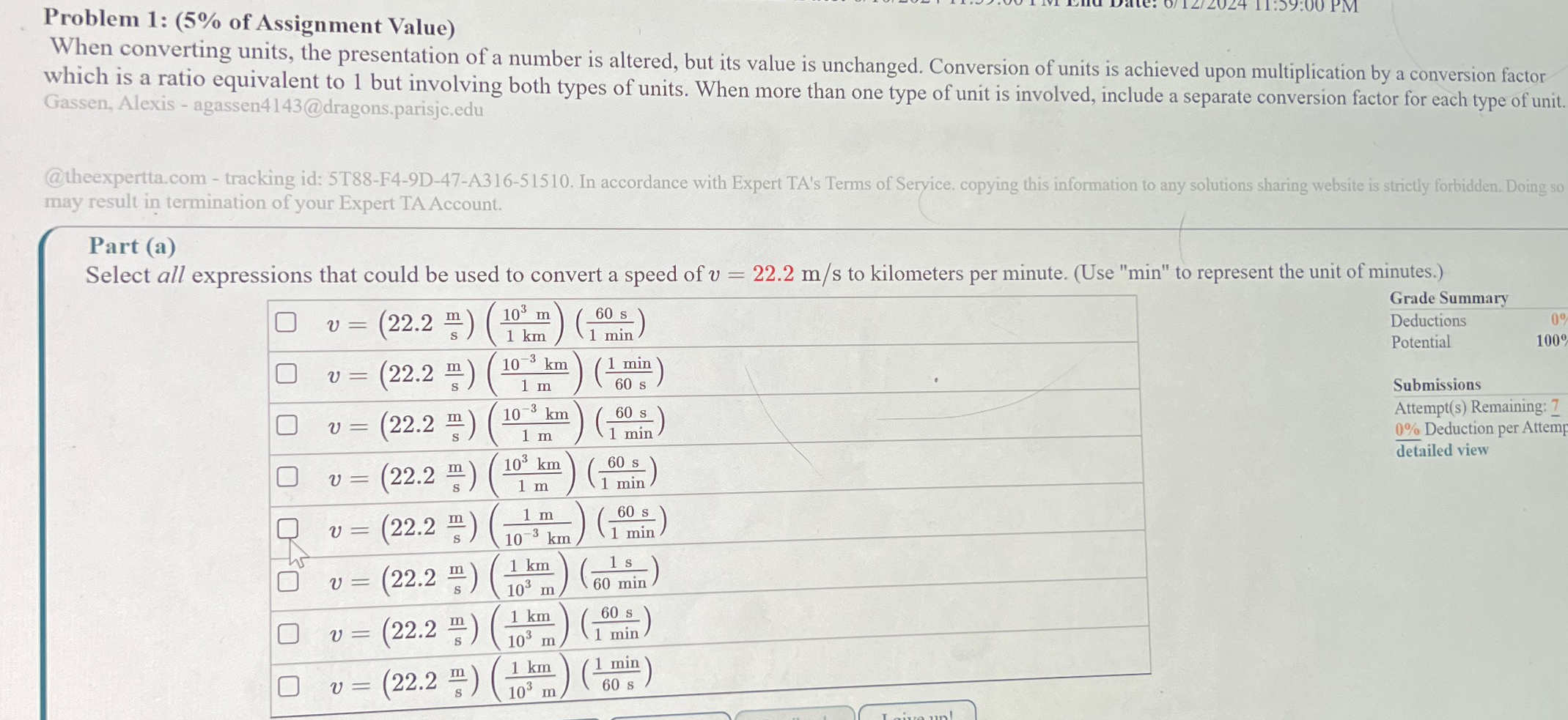 Solved Problem 1: ( 5% ﻿of Assignment Value)When converting | Chegg.com