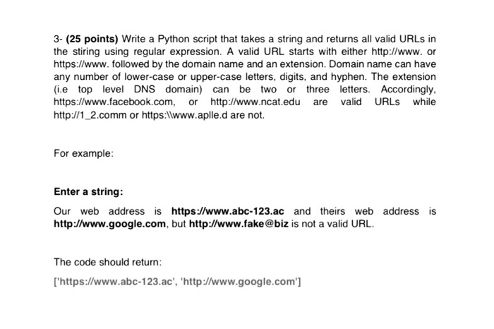 Solved 3- (25 points) Write a Python script that takes a | Chegg.com