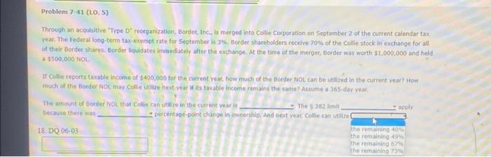 Solved Through an acquisitive "Type D−1 reorganization, | Chegg.com