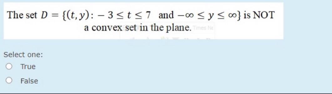 Solved The set and -∞≤y≤∞ ﻿is NOT a convex set in the | Chegg.com