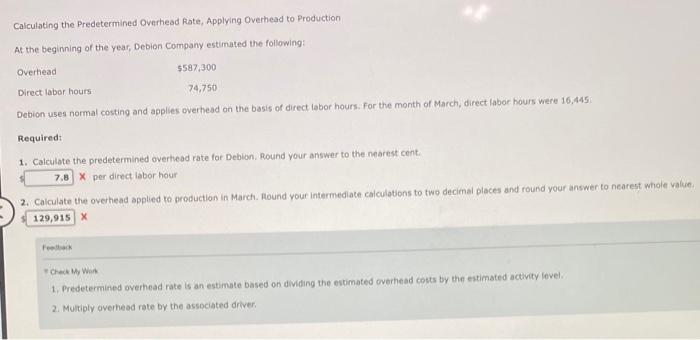 Solved Calculating the Predetermined Overhead Rate, Applying | Chegg.com