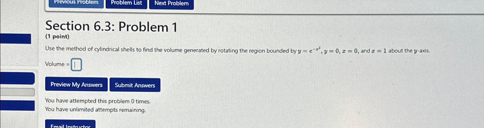 Solved Problem ListSection 6.3: Problem 1(1 ﻿point)Use the | Chegg.com